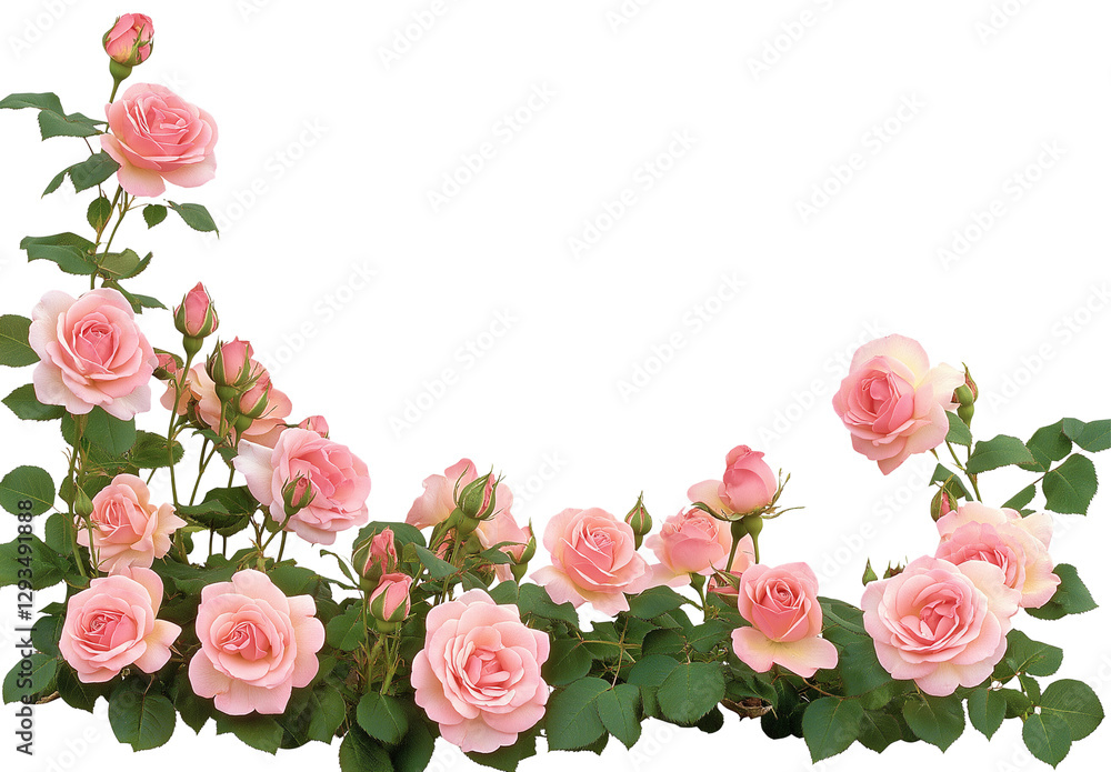 Pink roses border, PNG transparent background, PNG file with white ...