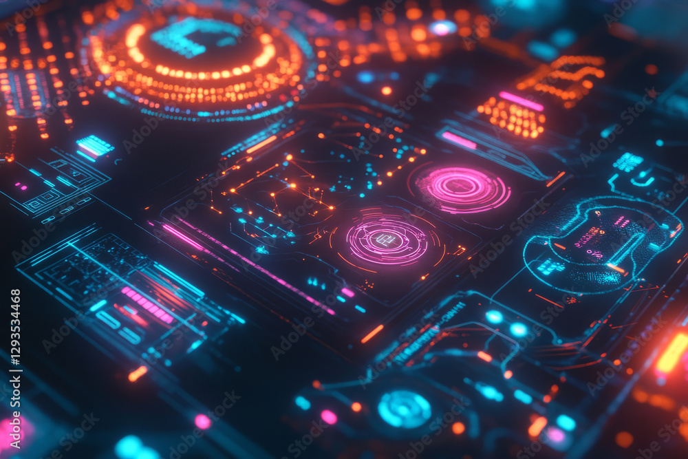 A futuristic representation of AI-powered deep-space exploration, featuring glowing cybernetic ...