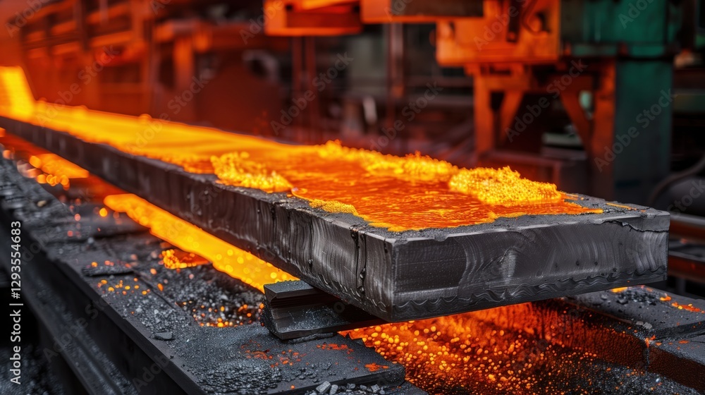 Industrial Steel Processing with Molten Metal Flow in Manufacturing ...