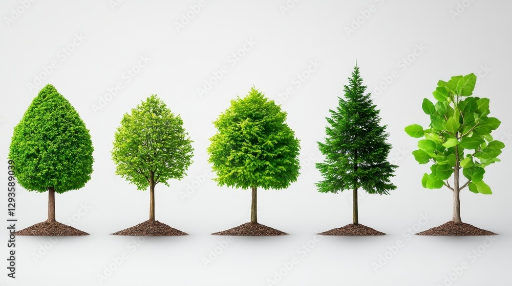 Evolution of Tree Growth Stages with Different Foliar Textures Stock ...