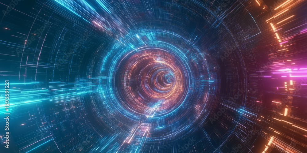 A glowing futuristic AI-powered neuromorphic computing network ...