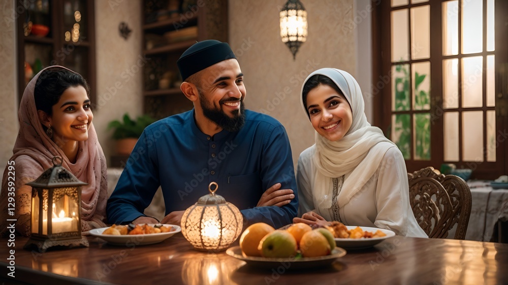 Muslim family, Ramadan iftar, Islamic dinner, traditional iftar, family ...