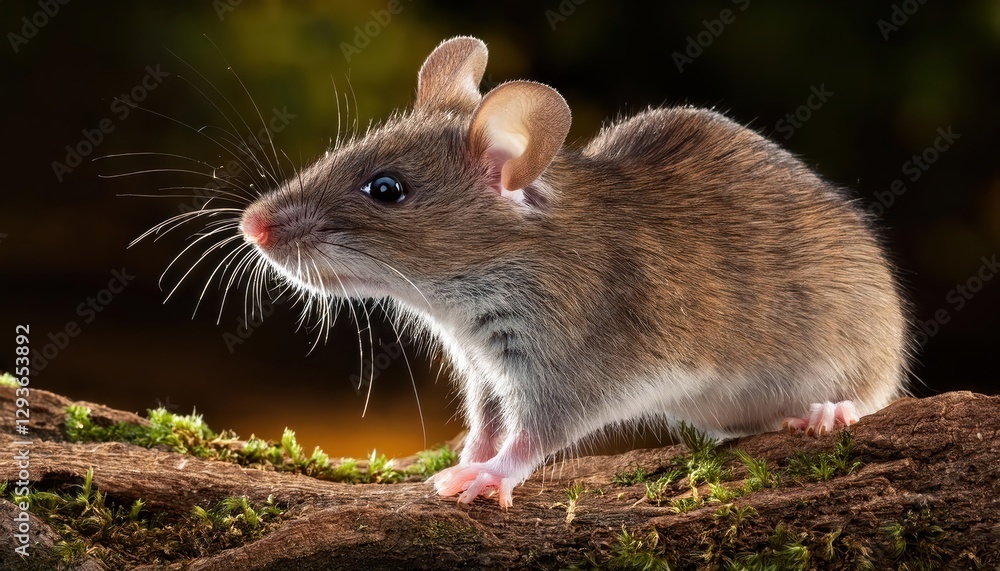 House Mouse Mus musculus in a Grainy Laboratory Setting, Showcasing ...