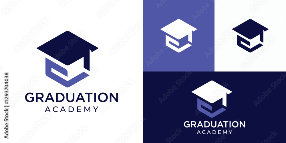 Simple graduation academy logo. Abstract hand and graduation cap logo ...
