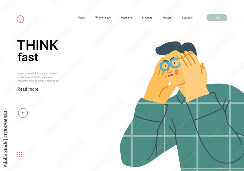 Thinking people, modern flat vector concept illustration- man standing ...