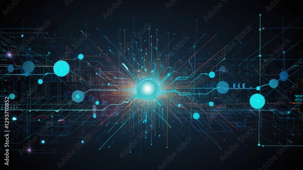 Digital background perfect for tech processes, neural networks, artificial intelligence, data ...