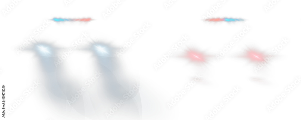 Realistic car headlights. Train moving effect, vector bright lights on ...