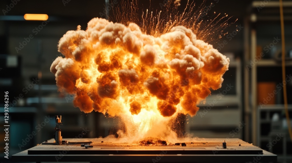 Explosive reaction involving nitrogen-based compounds, fiery energy ...