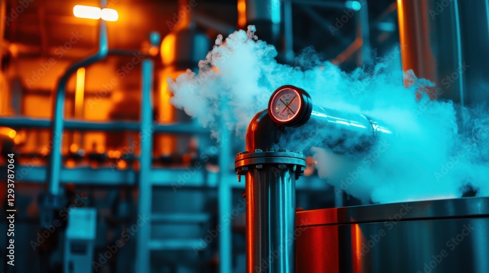 Extreme cold nitrogen application in an industrial setting, futuristic ...