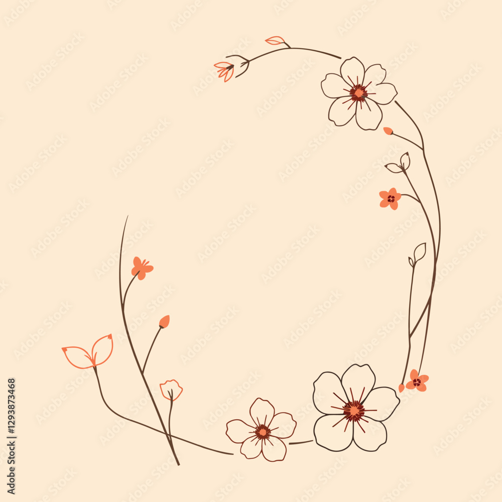 empty floral frame with space for personalized text delicate and ...