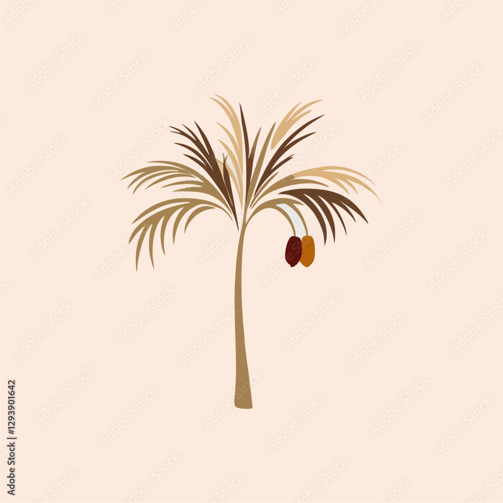 Minimalist line drawing of a date palm branch, symbolizing dates as a ...