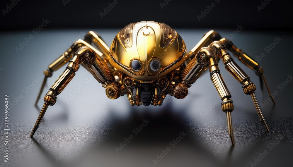 Stunning Robot Spider with a Gold Shell and Unique Face Design ...