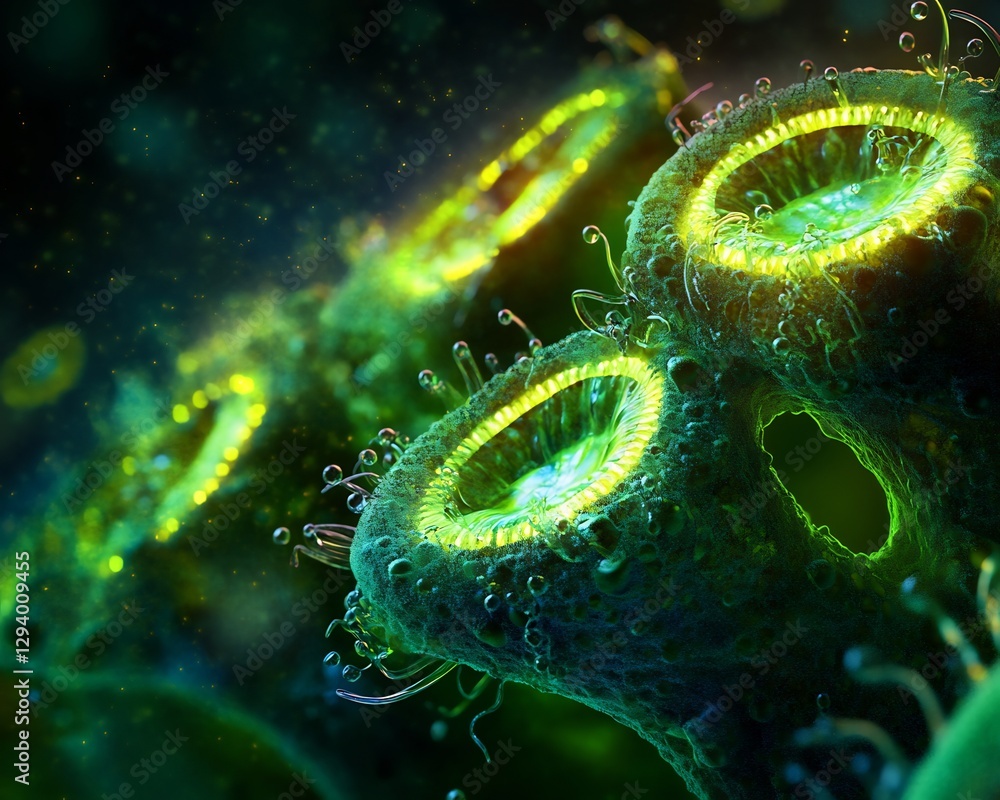 Hyper detailed depiction of chloroplast algae during photosynthesis ...