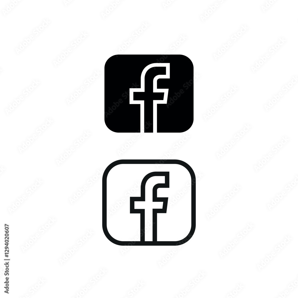 Facebook Logo Icon | Social Media Symbol in Black and White Stock ...