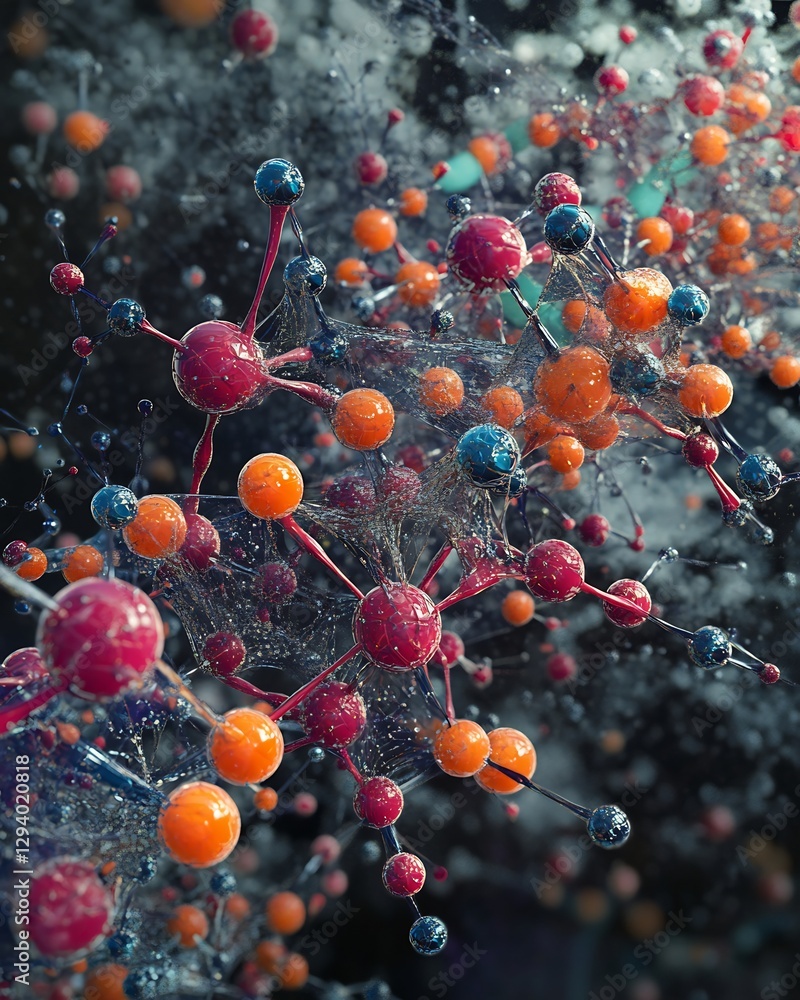 Hyper detailed depiction of Krebs cycle 3D molecular model of citric ...