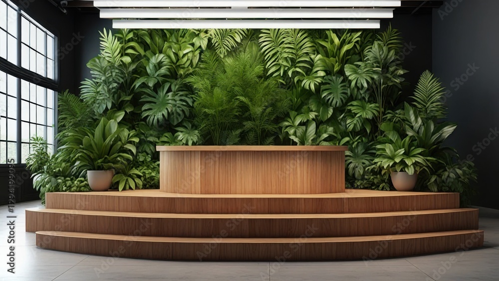 Modern reception area with lush greenery corporate office interior ...