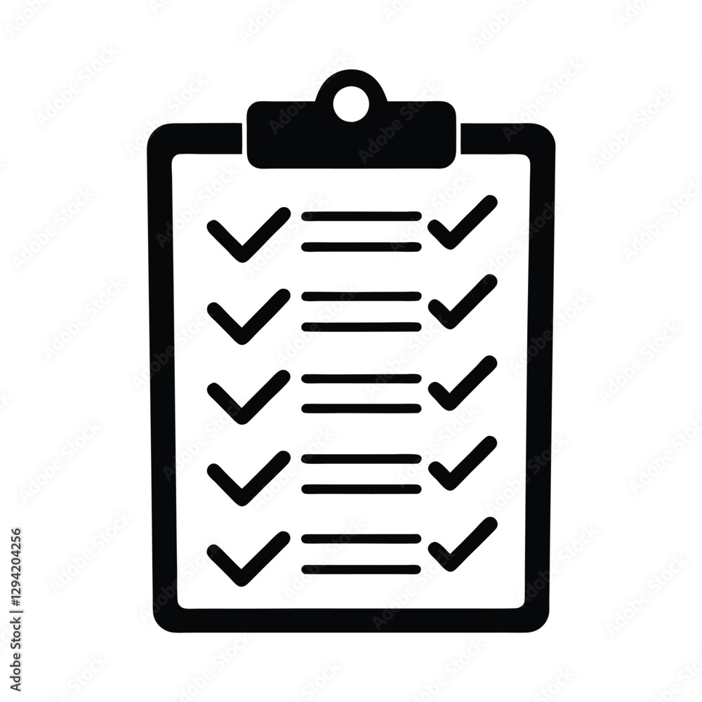 Simple task checklist silhouette showing clear checkmarks for project completion now Stock ...
