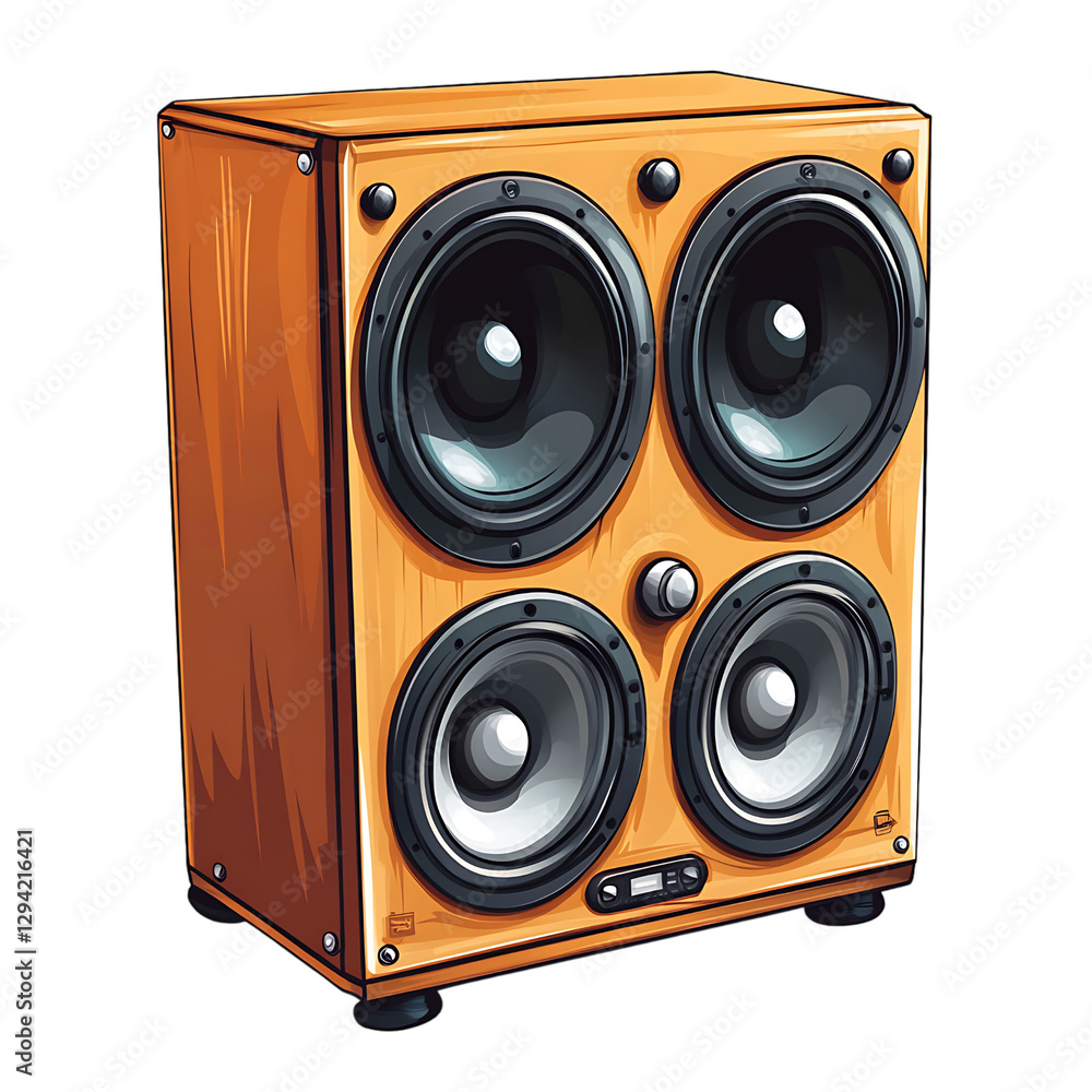 stereo system cartoon isolated on white background full depth of field ...