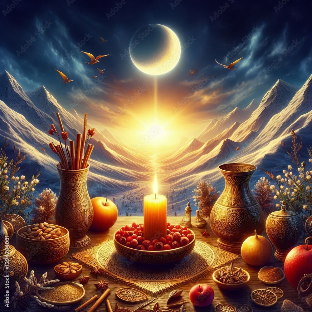 Yalda Winter Solstice usually December or A Persian winter festi Stock ...