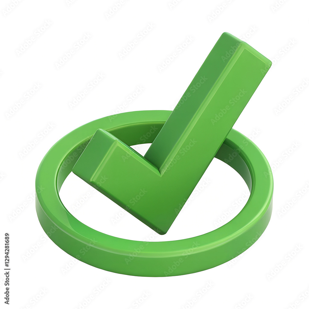 Green check mark within a circle, symbolizing acceptance, approval, and positive confirmation on ...