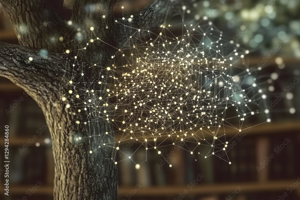 Tree of Knowledge: An abstract representation of knowledge, ideas, and connections, visualized ...