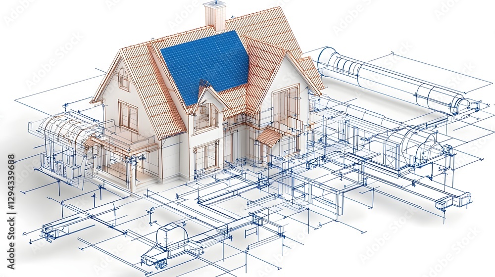 Hyper detailed 3D technical blueprint showcasing the innovative design ...