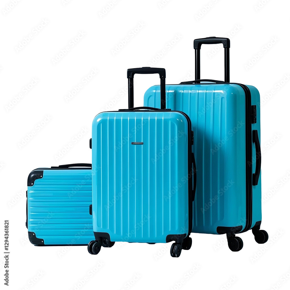 Blue color Set of travel suitcases journey comfort moving ...