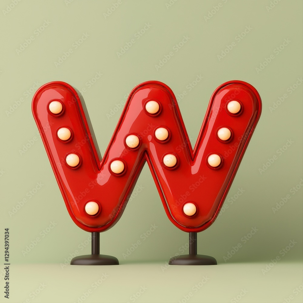 Bold red letter w with a modern design perfect for artistic displays ...