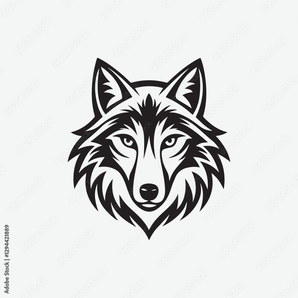 Download a high-quality wolf face vector silhouette with clean, sharp ...