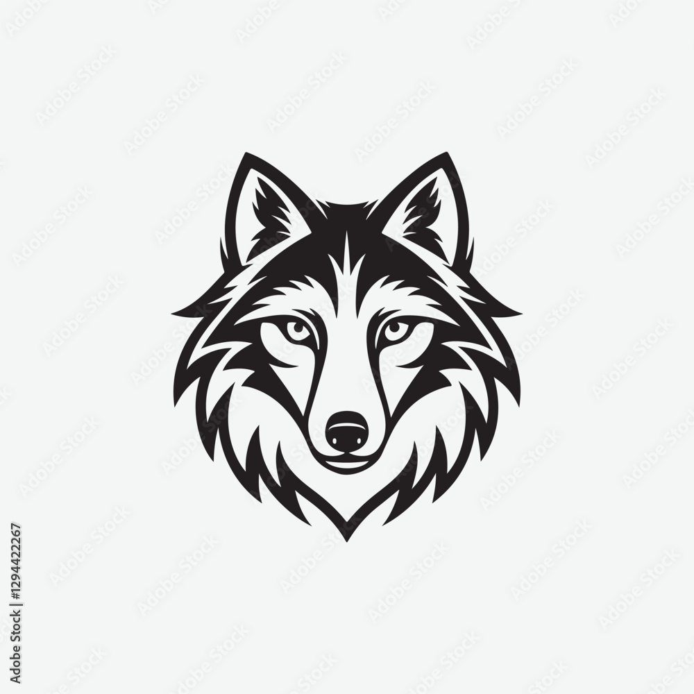 Download a high-quality wolf face vector silhouette with clean, sharp ...