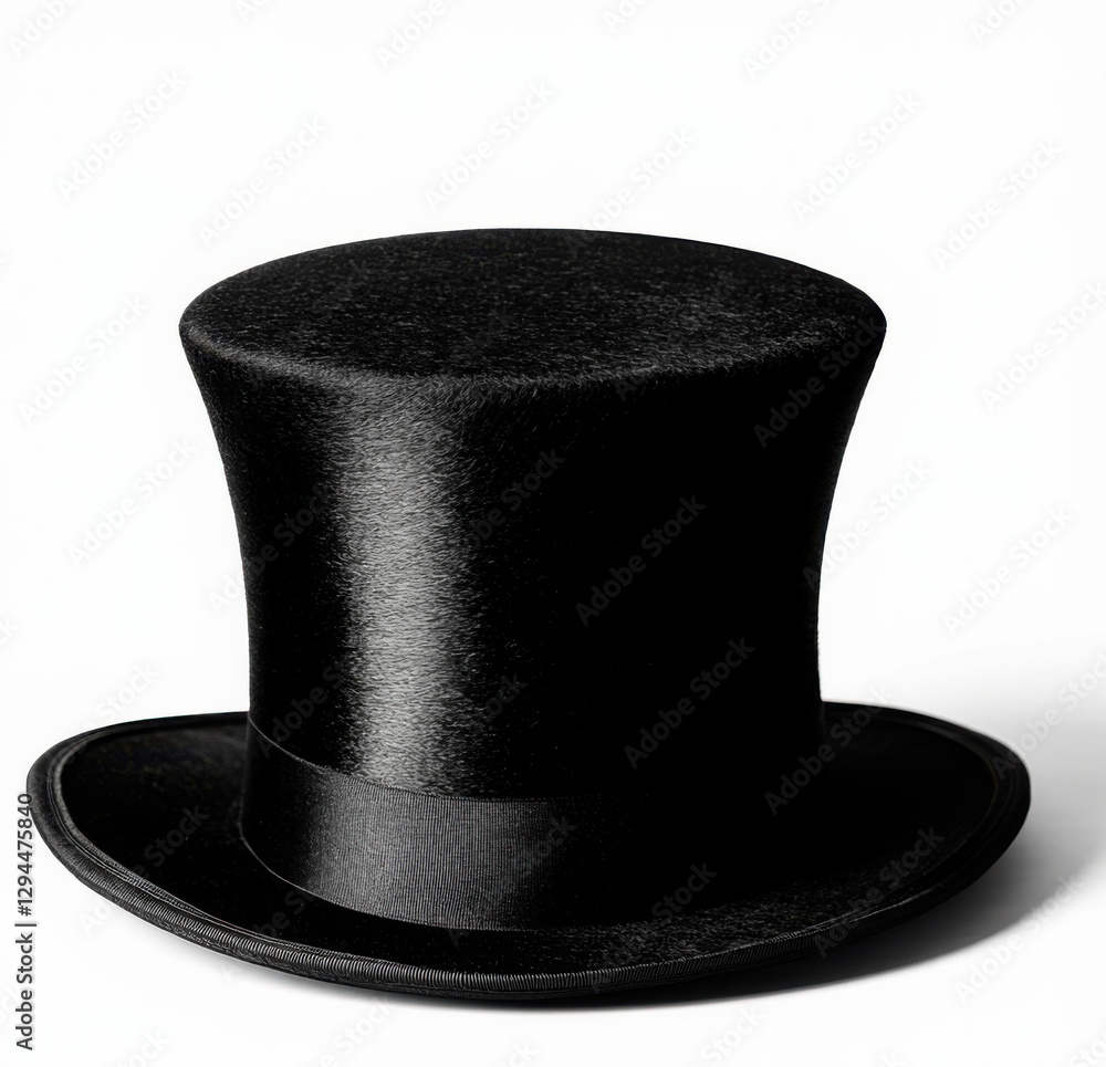 Sombrero chistera, mago, negro de raso o fieltro boca abajo colocado en ...