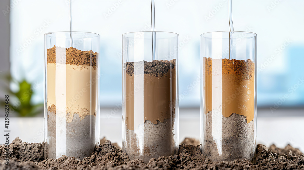 laboratory soil sample cylinders showing varying porosity levels and ...