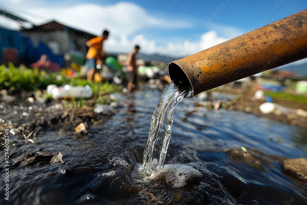 Waste Water Discharge Into Polluted Creek - Pollution, environmental ...