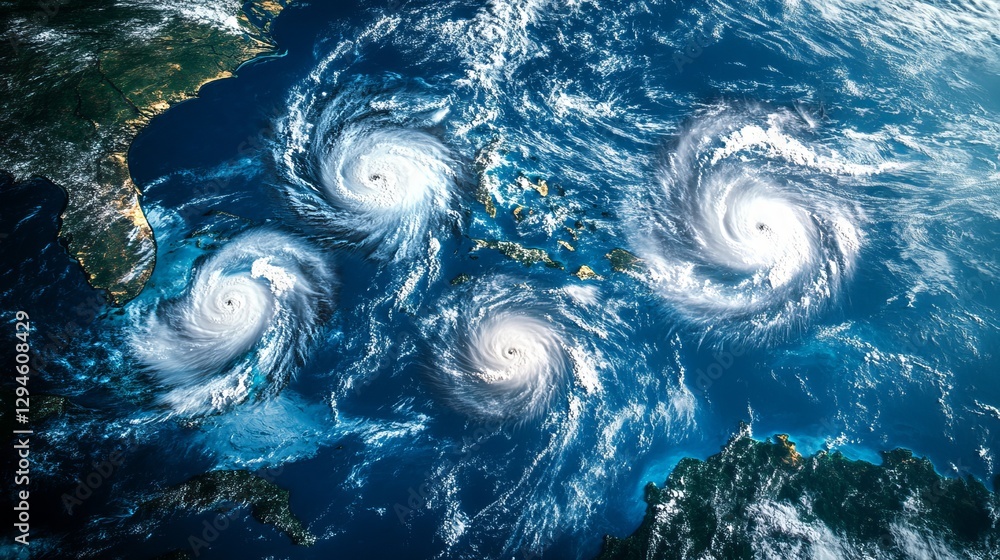 Powerful Hurricane Cyclones Global Weather System Dramatic Aerial View ...