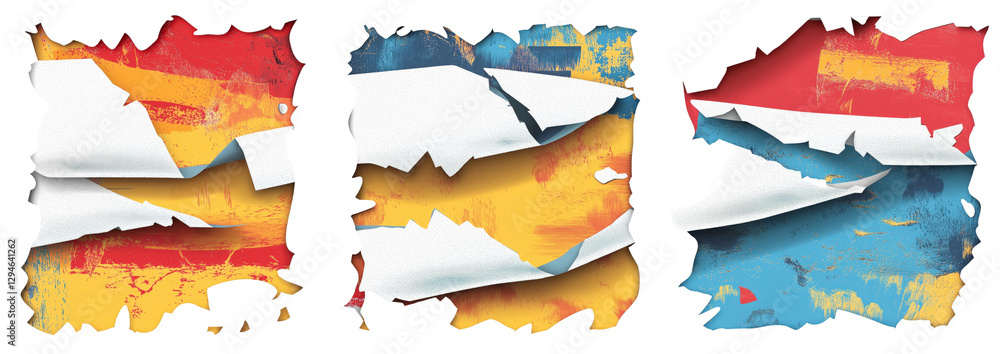 Torn Abstract Posters: Captivating display of torn abstract posters ...
