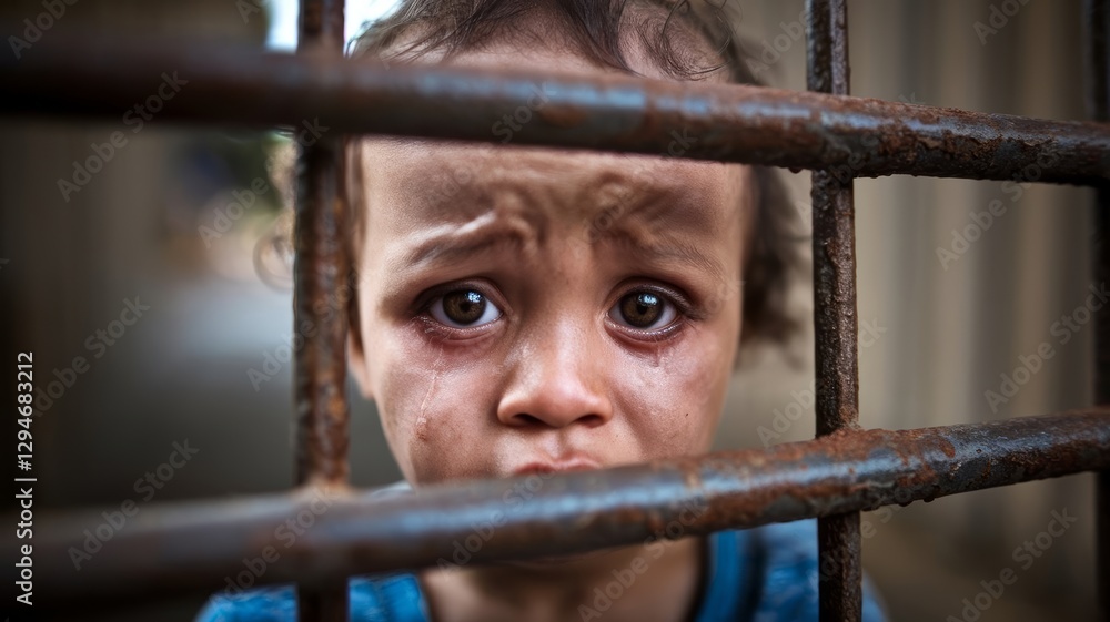 Fotografie Human Trafficking of Children, Child Abuse, Sad Scared ...