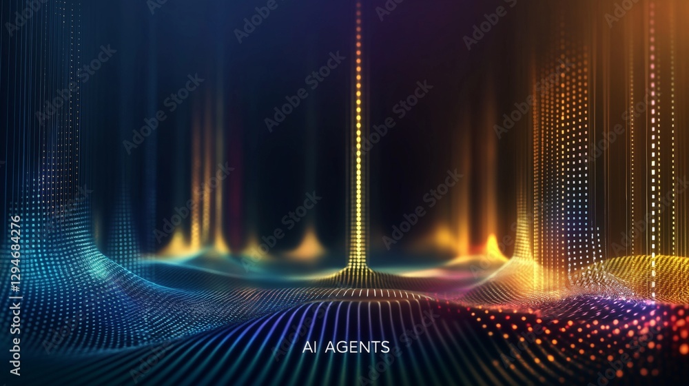 The Text Ai Agent On A Neon Cyberspace Background Symbolizing Agentic