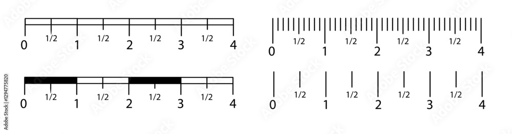 Inch and metric rulers set. Centimeters and inches measuring scale cm ...
