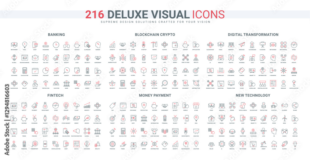 Digital transformation, blockchain and fintech, banking, money exchange ...