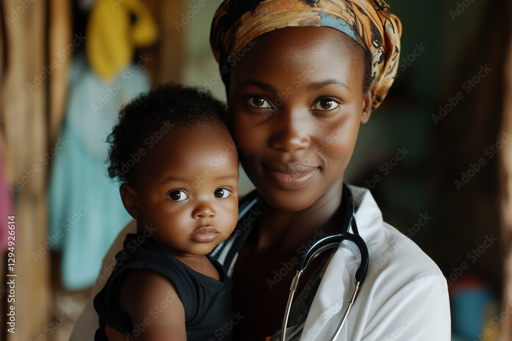 A Portrait of Hope: African Doctor with Baby. A heartwarming image ...