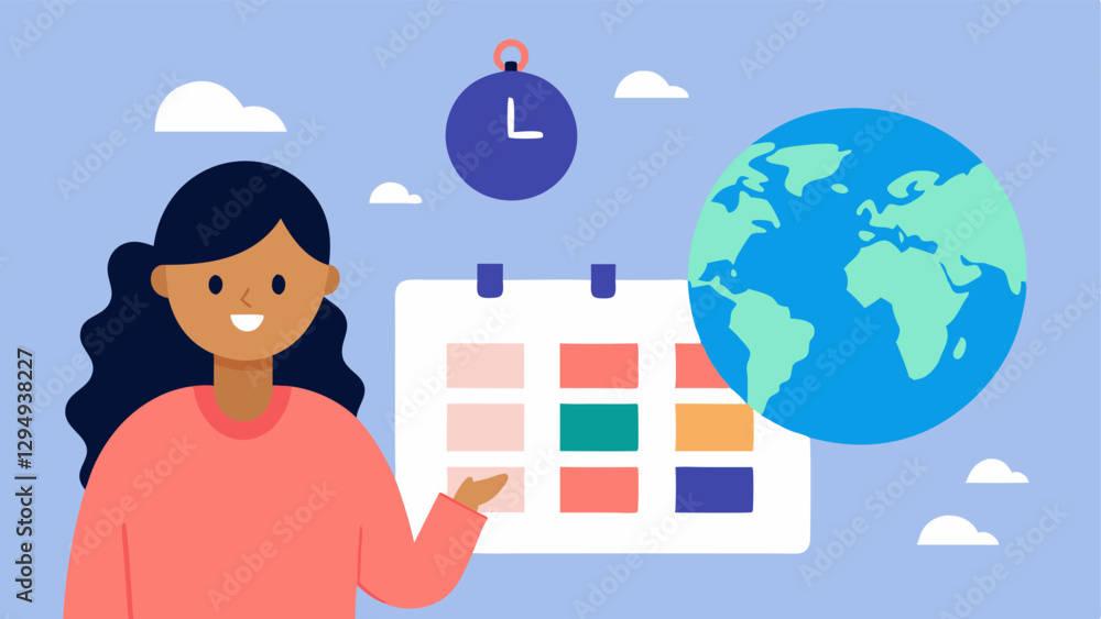 Time Zone Coordination A world clock showing different time zones with ...