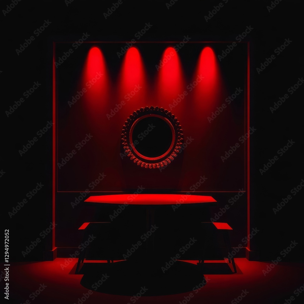 Generative AI Red Lit Dining Table Art Installation red lighting dining ...