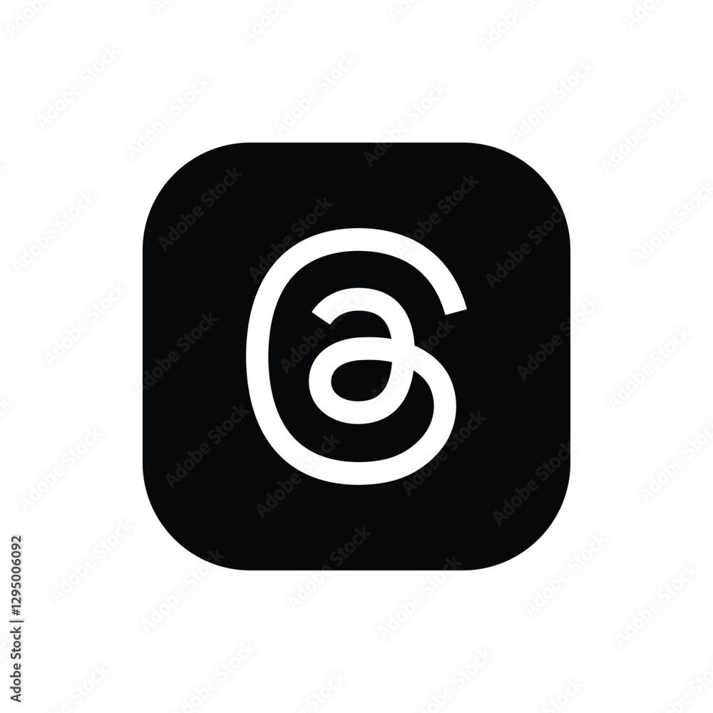 Threads Logo Icon, Black White Social Media App Symbol for Digital ...