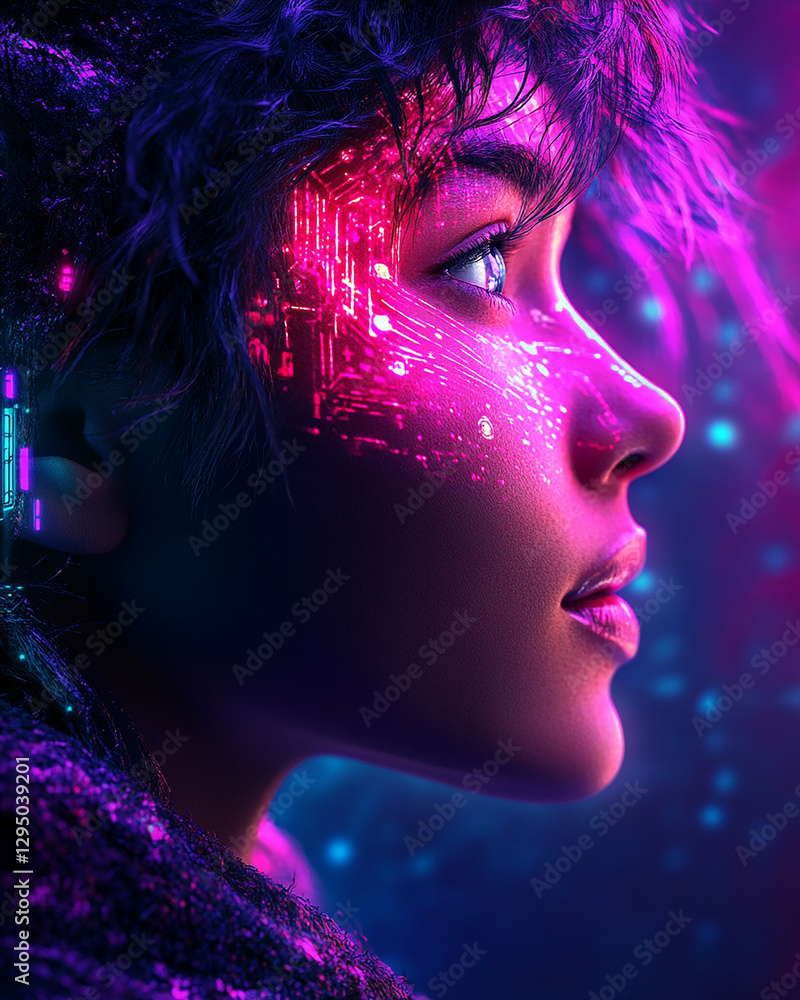 Cyberpunk AI Portrait – Futuristic Cyberpunk AI with Digital ...