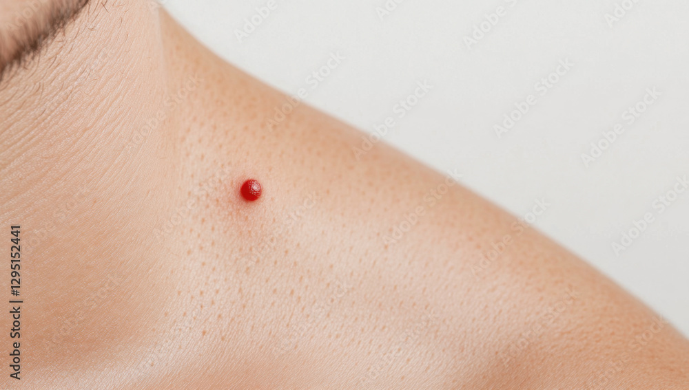 single red mark on skin, about one centimeter in size, appears on ...