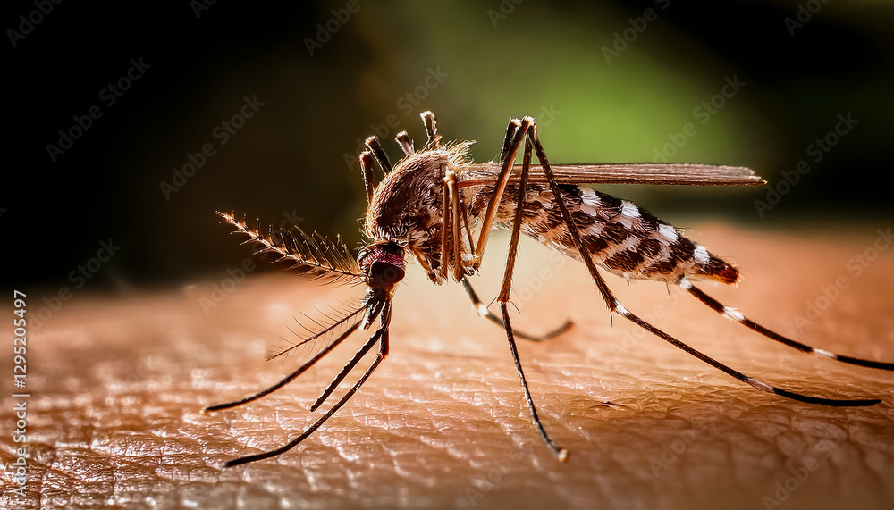 Zica virus aedes aegypti mosquito on human skin,Dengue, Chikungunya, Mayaro, Yellow fever ...