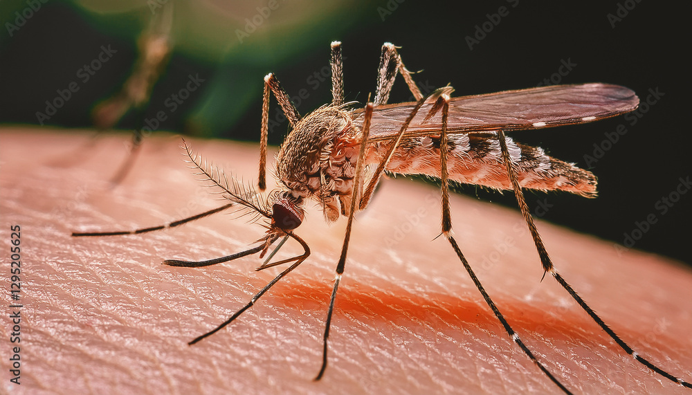 Zica virus aedes aegypti mosquito on human skin,Dengue, Chikungunya, Mayaro, Yellow fever ...