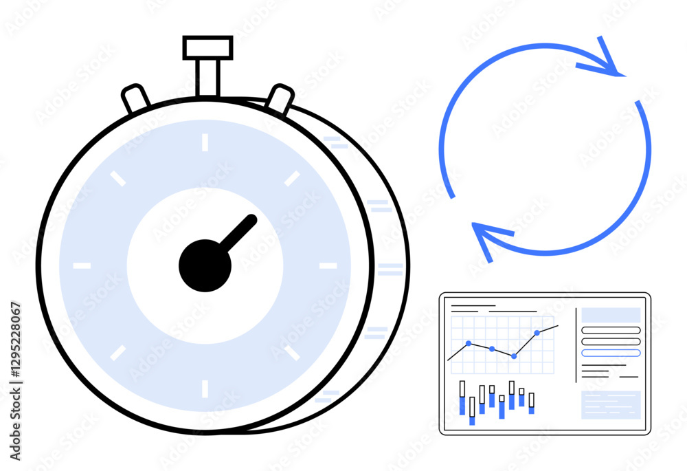 Stopwatch with precise timing function, circular arrow indicating ...