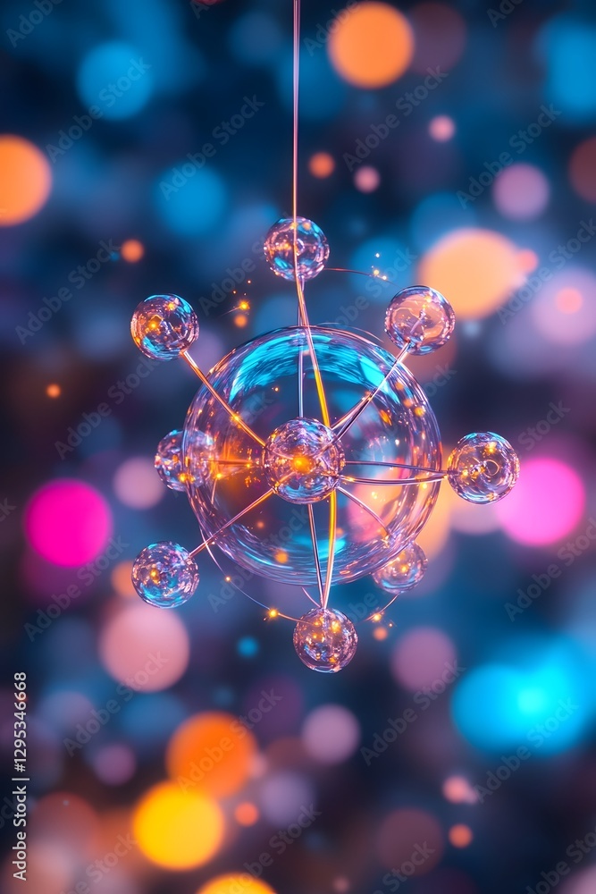 Fine structure of atomic model under microscope Stock Photo | Adobe Stock