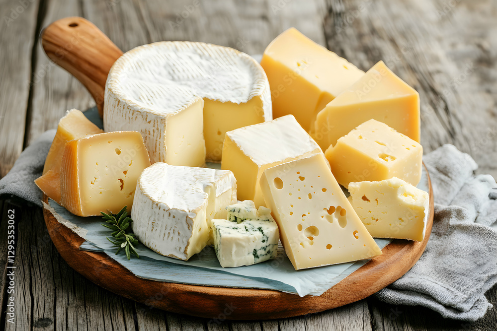 Exquisite Cheese Platter, A Gourmet Selection of Brie, Cheddar, and ...